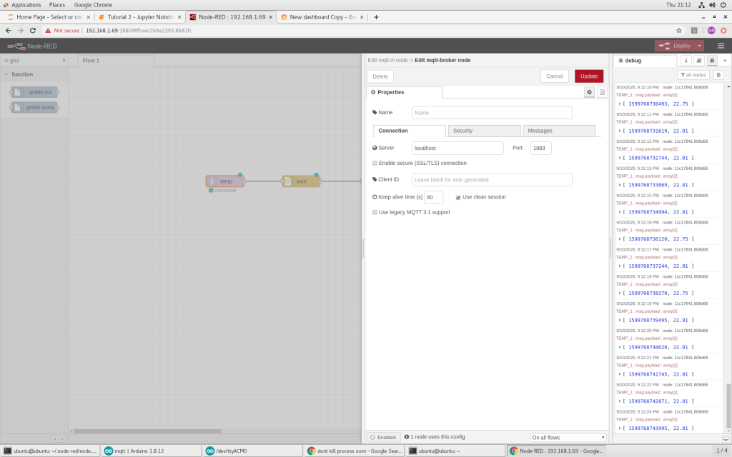 Monitoring Temperature Sensor Data with an Arduino based PLC, MQTT, Node-RED, GridDB and Grafana ...